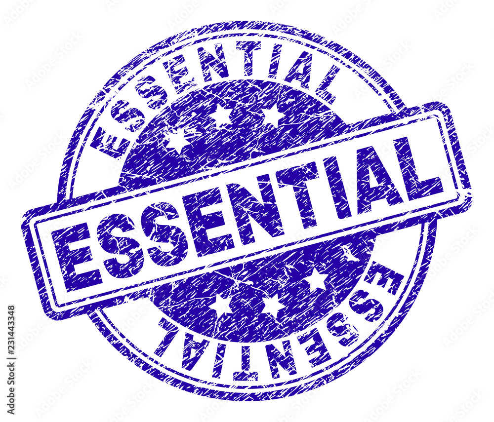 ESSENTIAL stamp seal watermark with grunge effect. Designed with ...