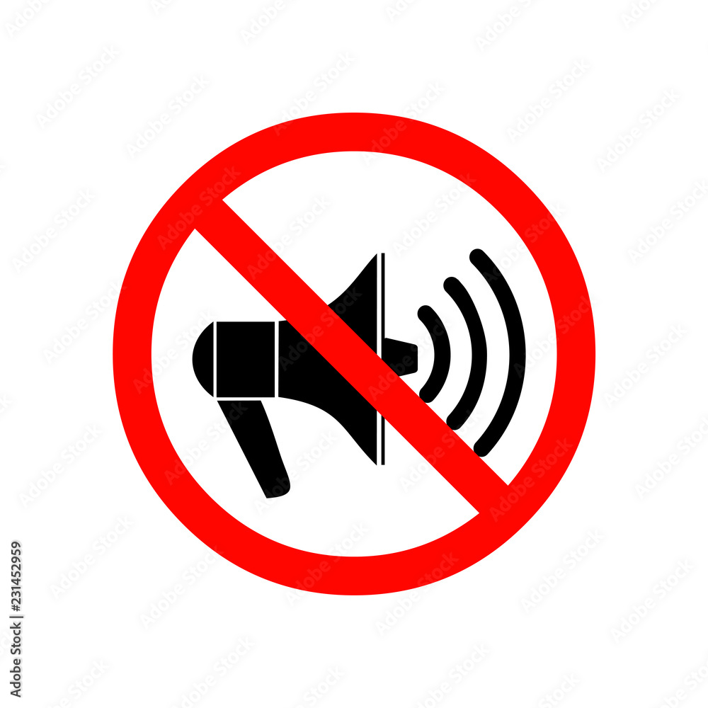 Prohibition sign or symbol no megaphone or no speaker. Vector ...