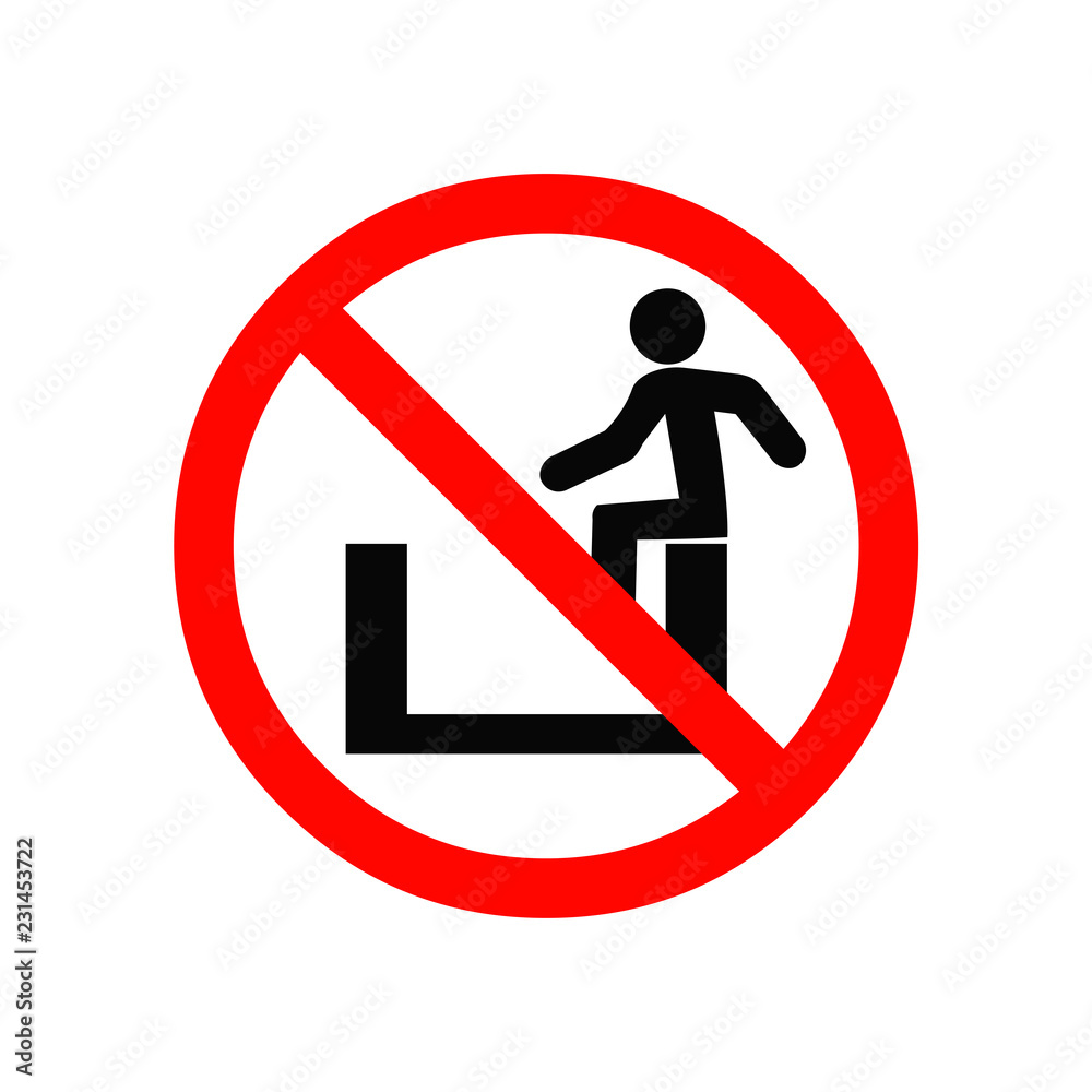 No sitting. Do not sit on surface, prohibition sign, vector ...