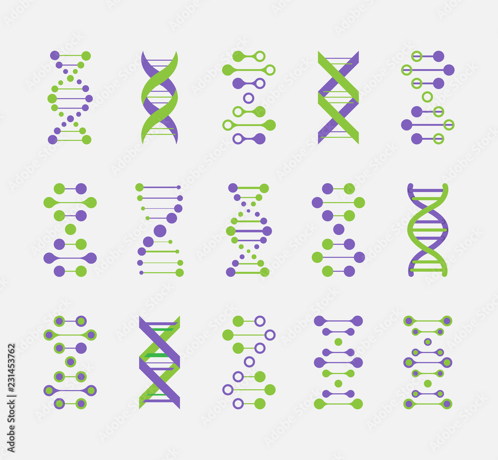 Thin line concept. DNA Icons set vector illustration. Polygonal DNA ...