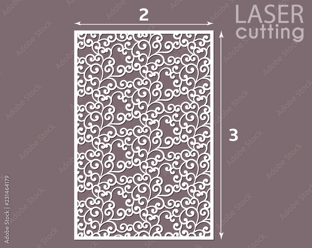 Laser cut decorative panel template. Interior screen with swirls ...