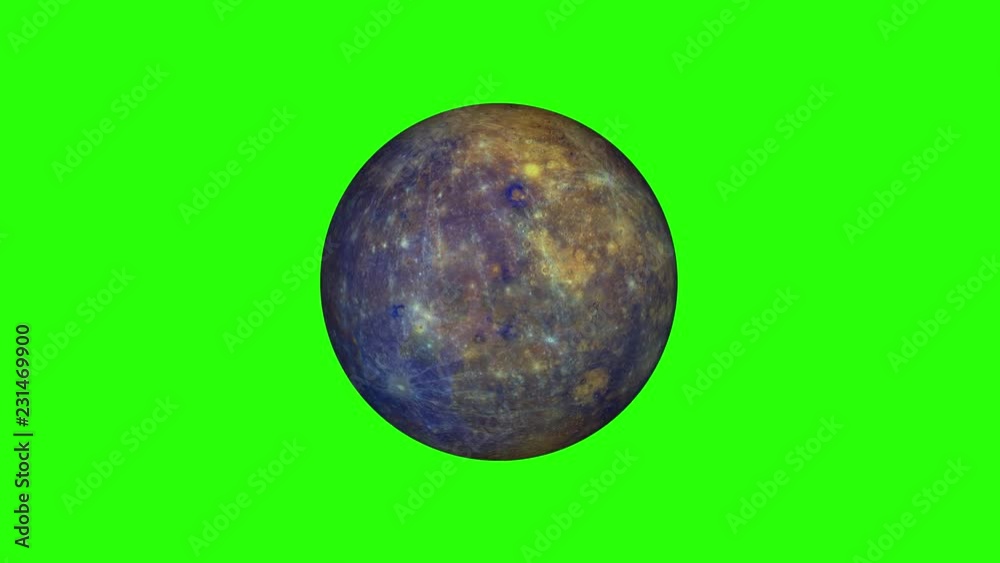 simple Mercury planet model rotating seamless loop animation on green ...