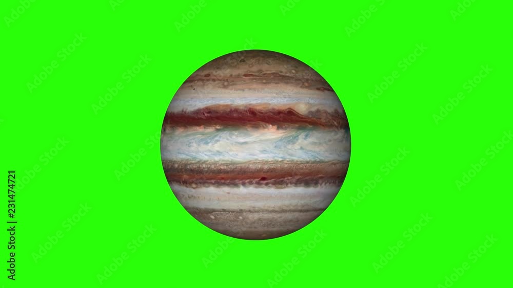 simple Jupiter planet model rotating seamless loop animation on green ...