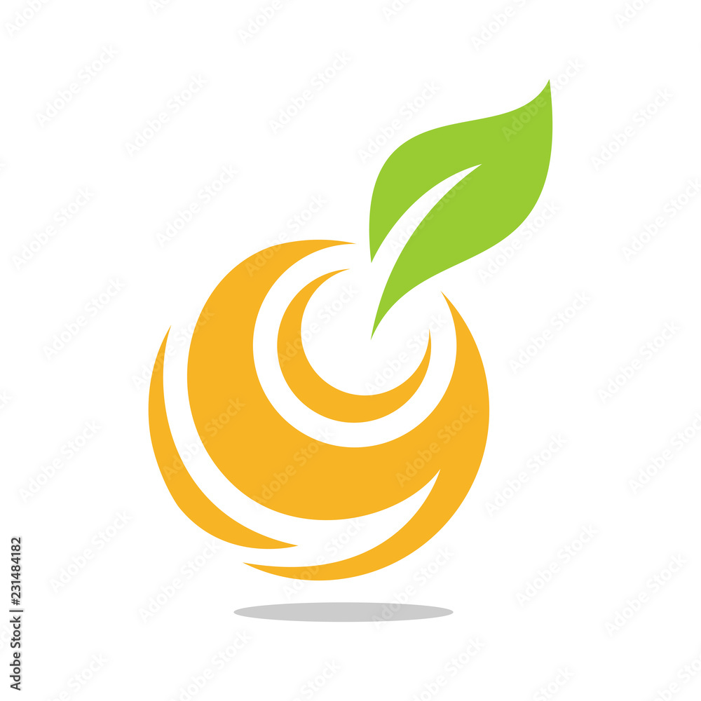 Abstract Orange Fruits Logo Circle Shape Abstract Healthy Food Icon ...