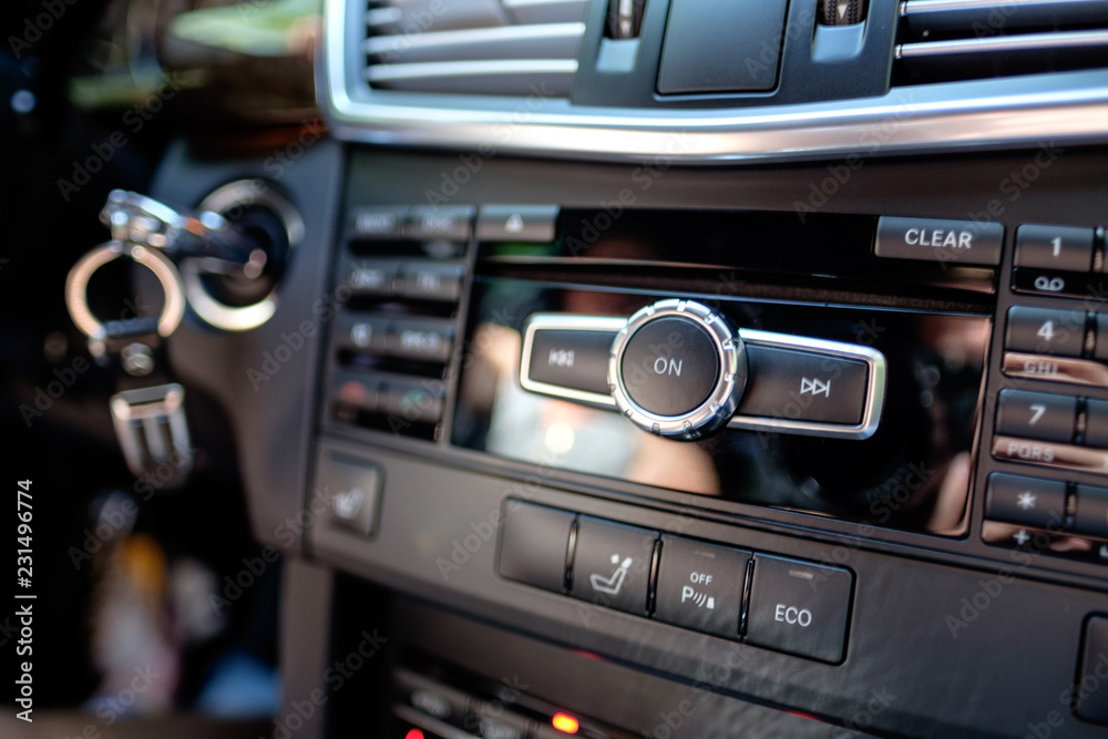 Audio control unit in a representative E-class car Stock Photo | Adobe ...