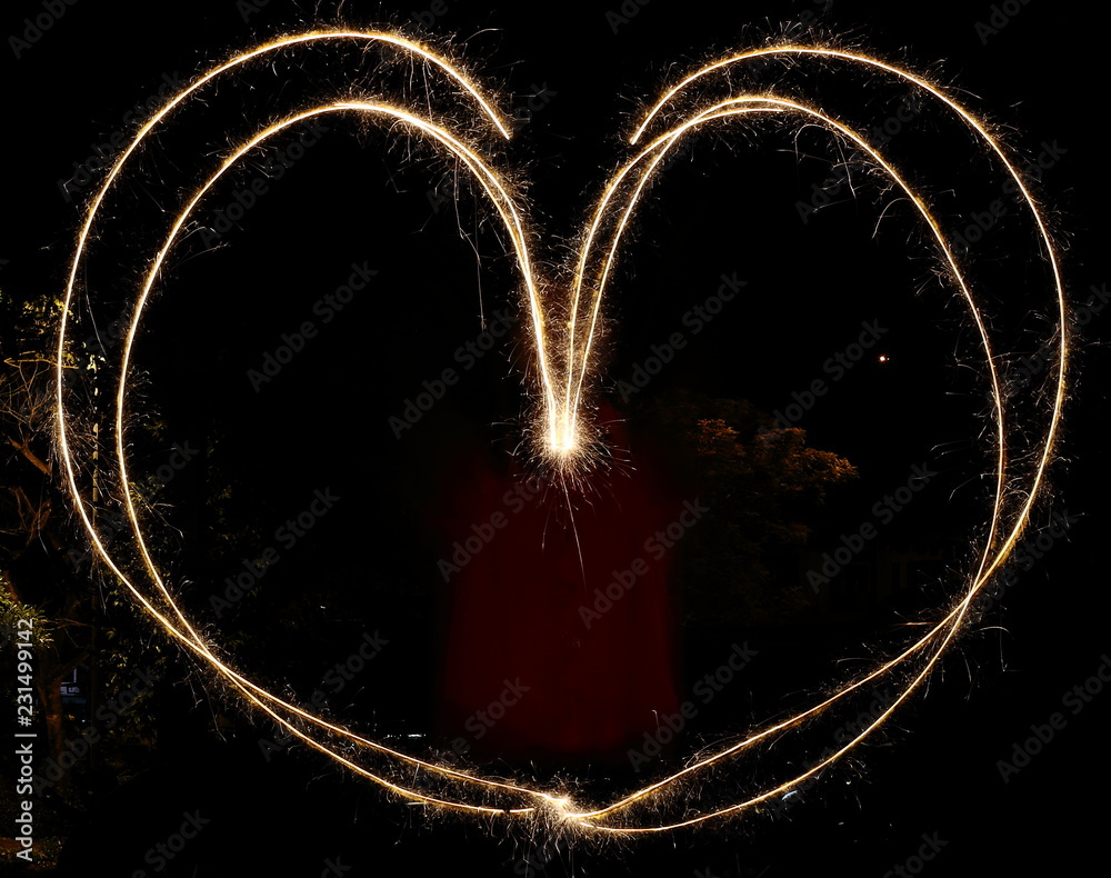 Heart Shape of Love Symbol Form By Light Streaks Stock Photo | Adobe Stock