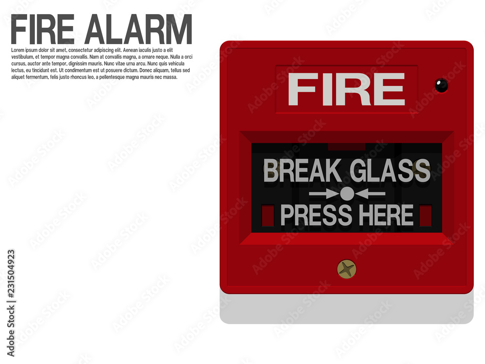 Isolate fire alarm switch (glass breaking type) on transparent ...