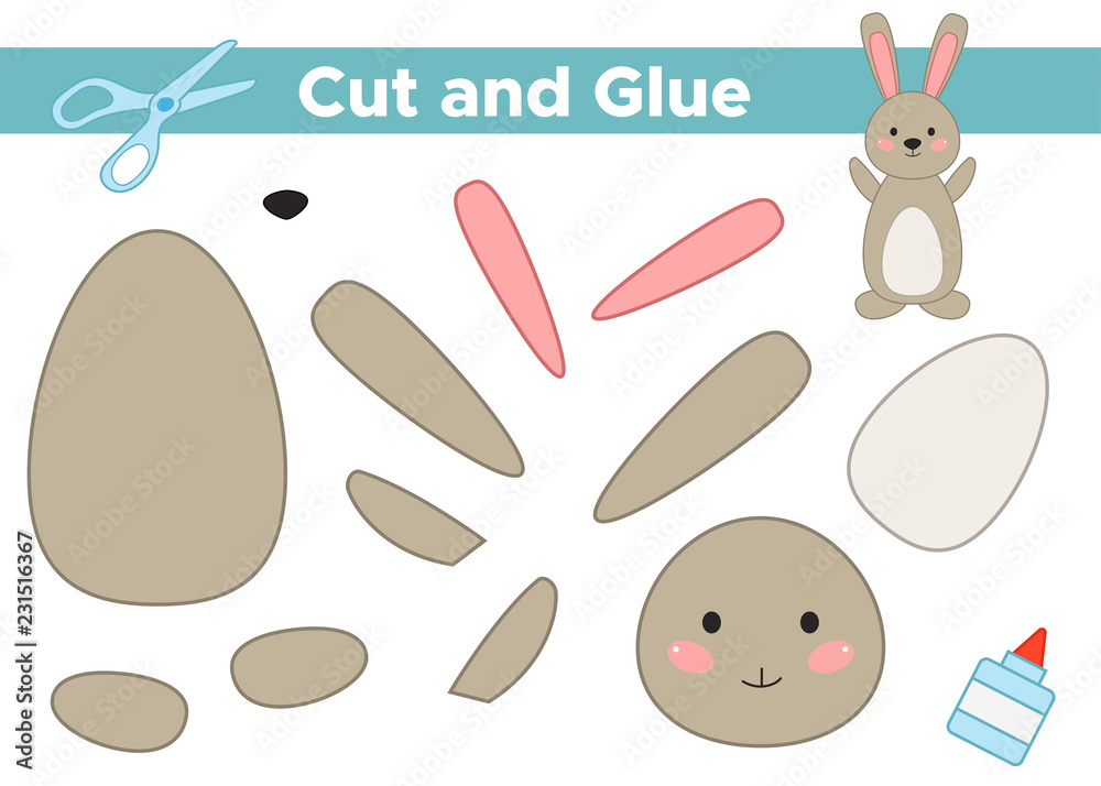 Education paper game for preschool kids. Create the applique cute ...