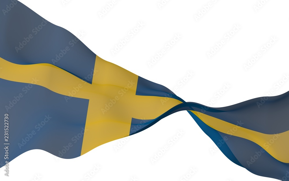 The flag of Sweden. Official state symbol of the Kingdom of Sweden. A ...