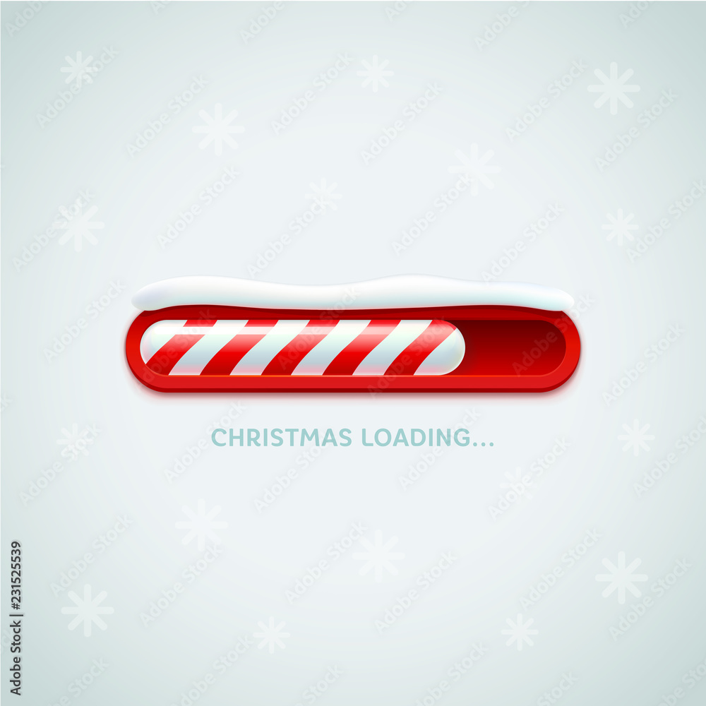 Christmas Loading. Red christmas candy cane style web progress bar on ...