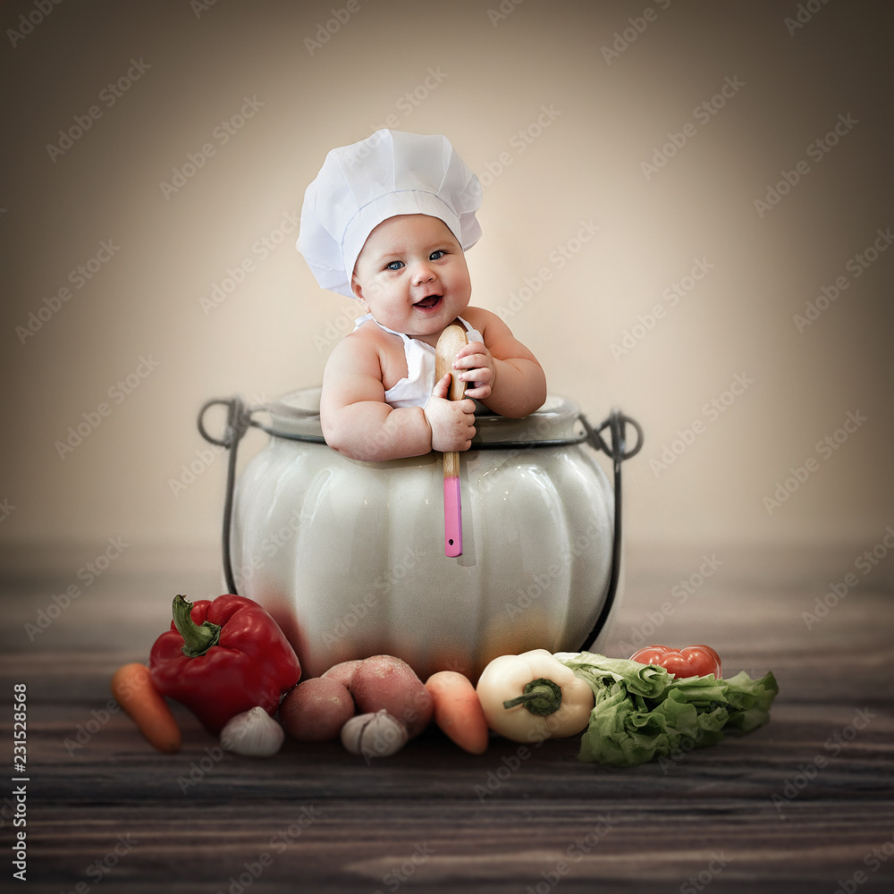 little baby chef Stock Photo | Adobe Stock
