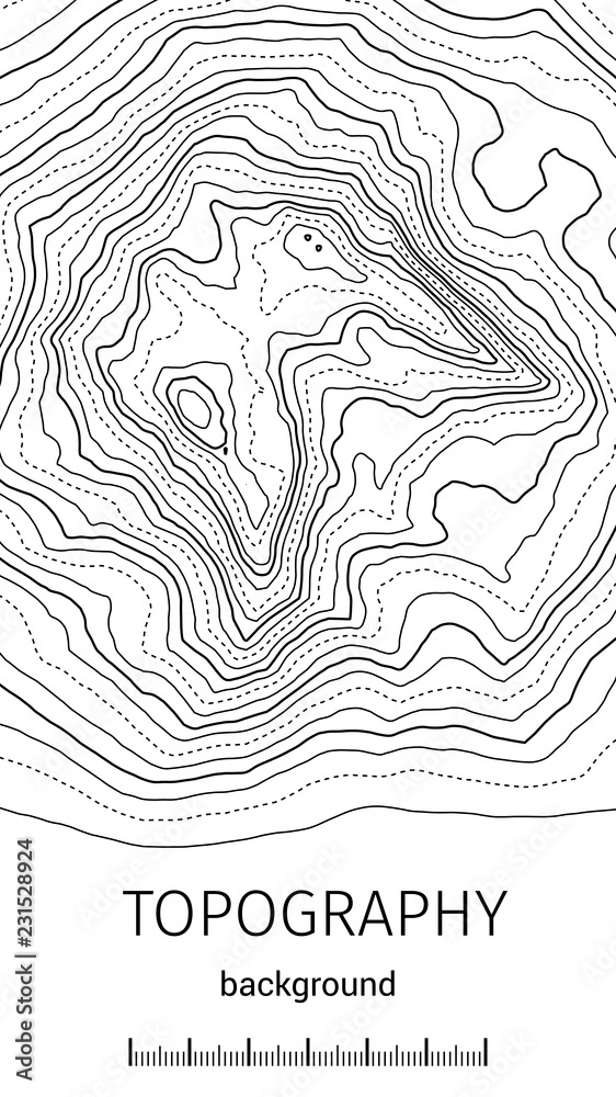 Brochure, poster, advertising design. Vector contour topographic map ...