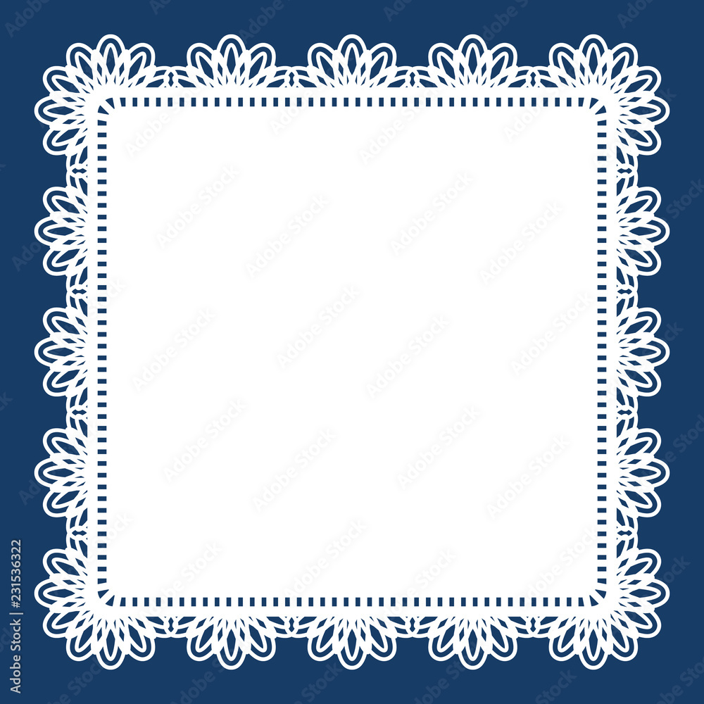 Square lace doily with cutout paper border pattern Stock Vector | Adobe ...
