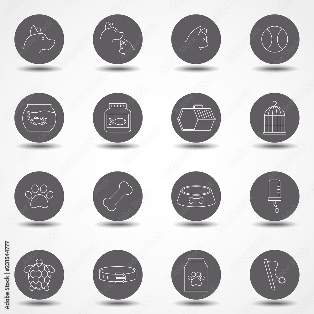 Simple Set of Pet Related Vector Line Icons. Contains such Icons as Dog ...