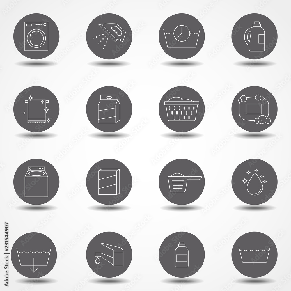 Simple Set of Laundry Related Vector Line Icons. Contains such Icons as ...