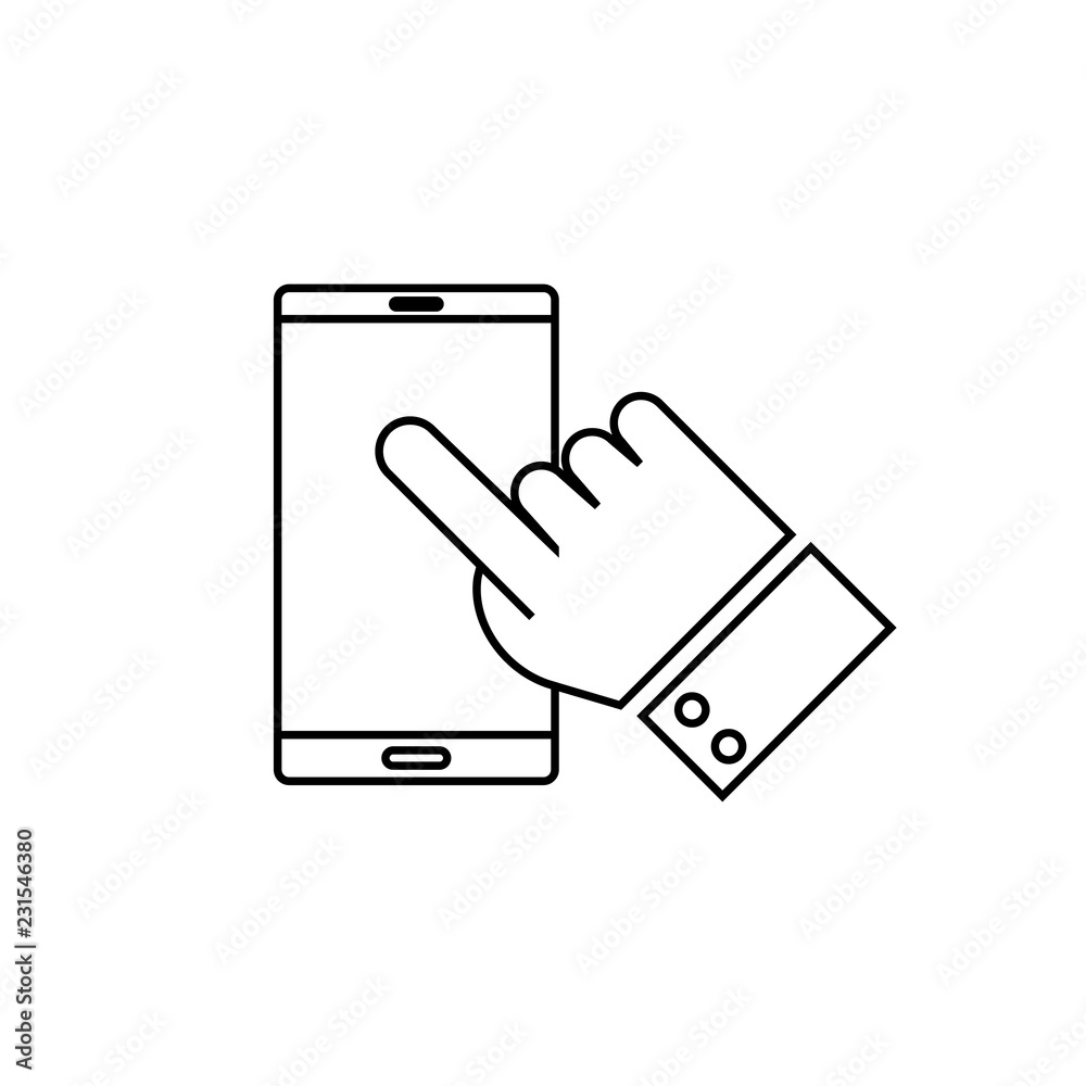Smartphone touchscreen tap outline icon, line vector sign, linear style ...