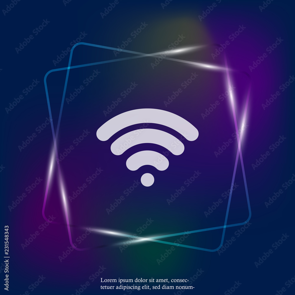 WiFi vector neon light icon. Wi-Fi logo illustration. Layers grouped ...