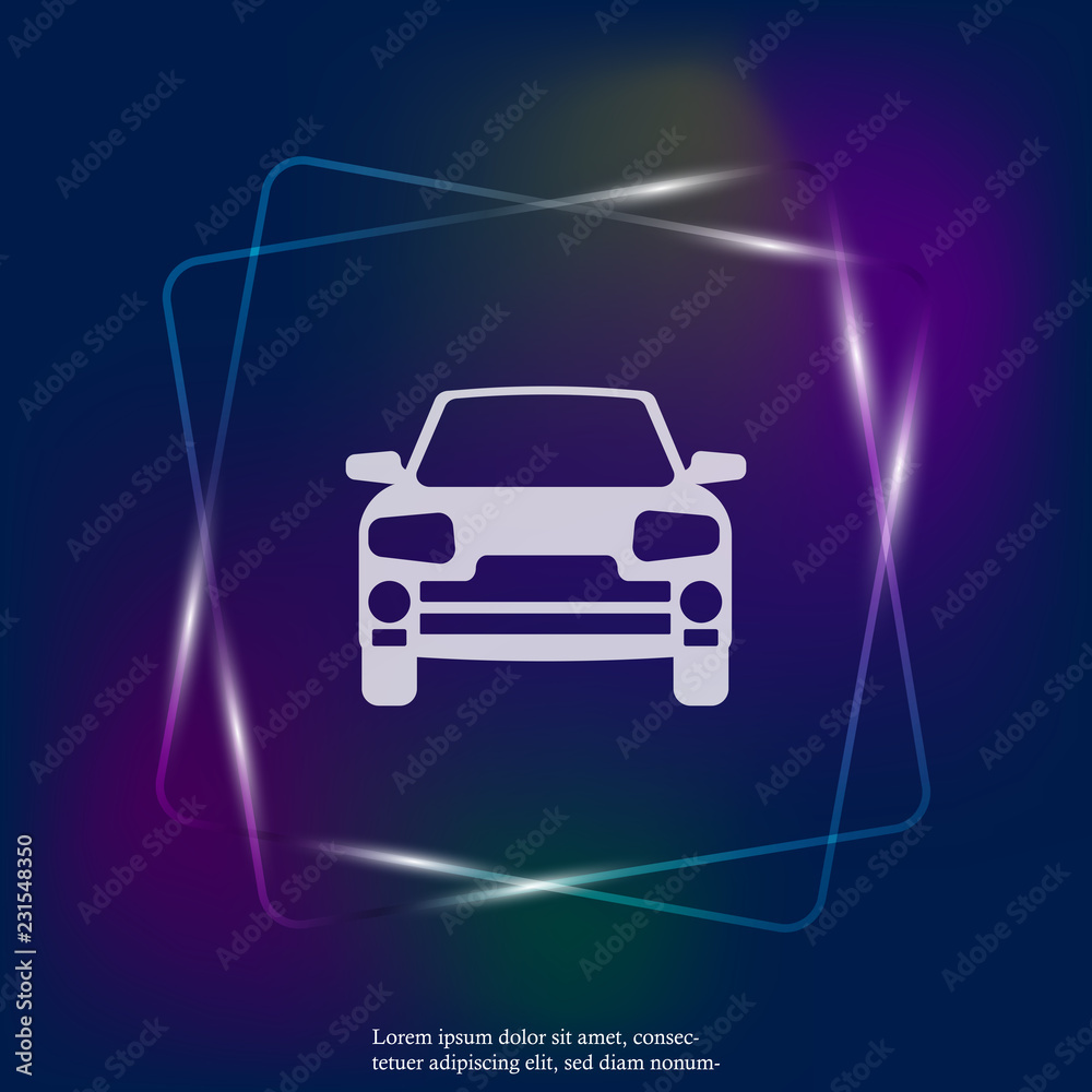 Vector neon light car icon. Layers grouped for easy editing ...