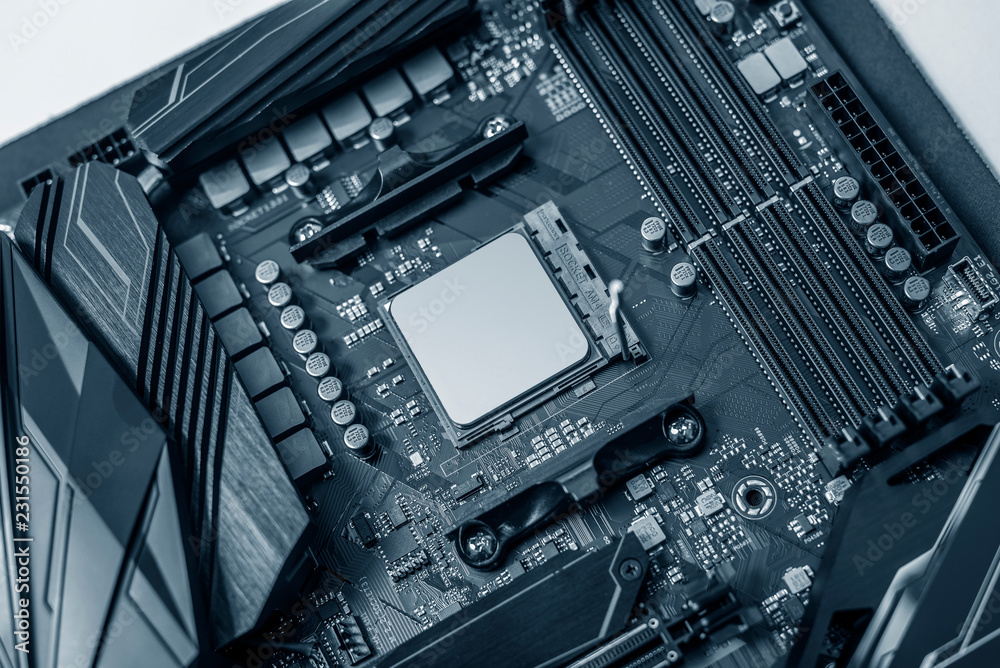 Poster A powerful computer processor and a modern motherboard. – Wall ...