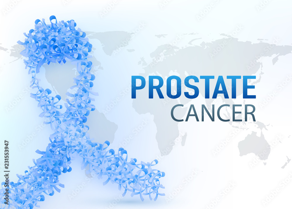 Prostate cancer blue awareness ribbon background. Men health poster ...