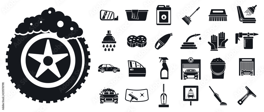 Cleaning car wash icon set. Simple set of cleaning car wash vector ...