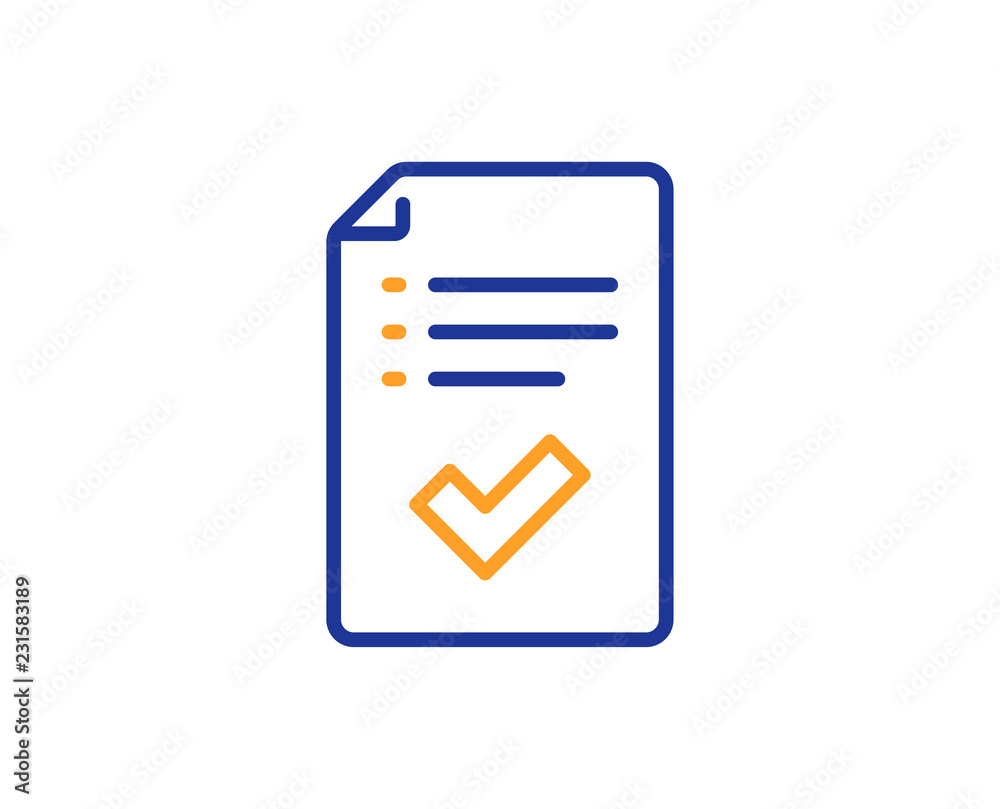 Approved checklist line icon Stock Vector | Adobe Stock