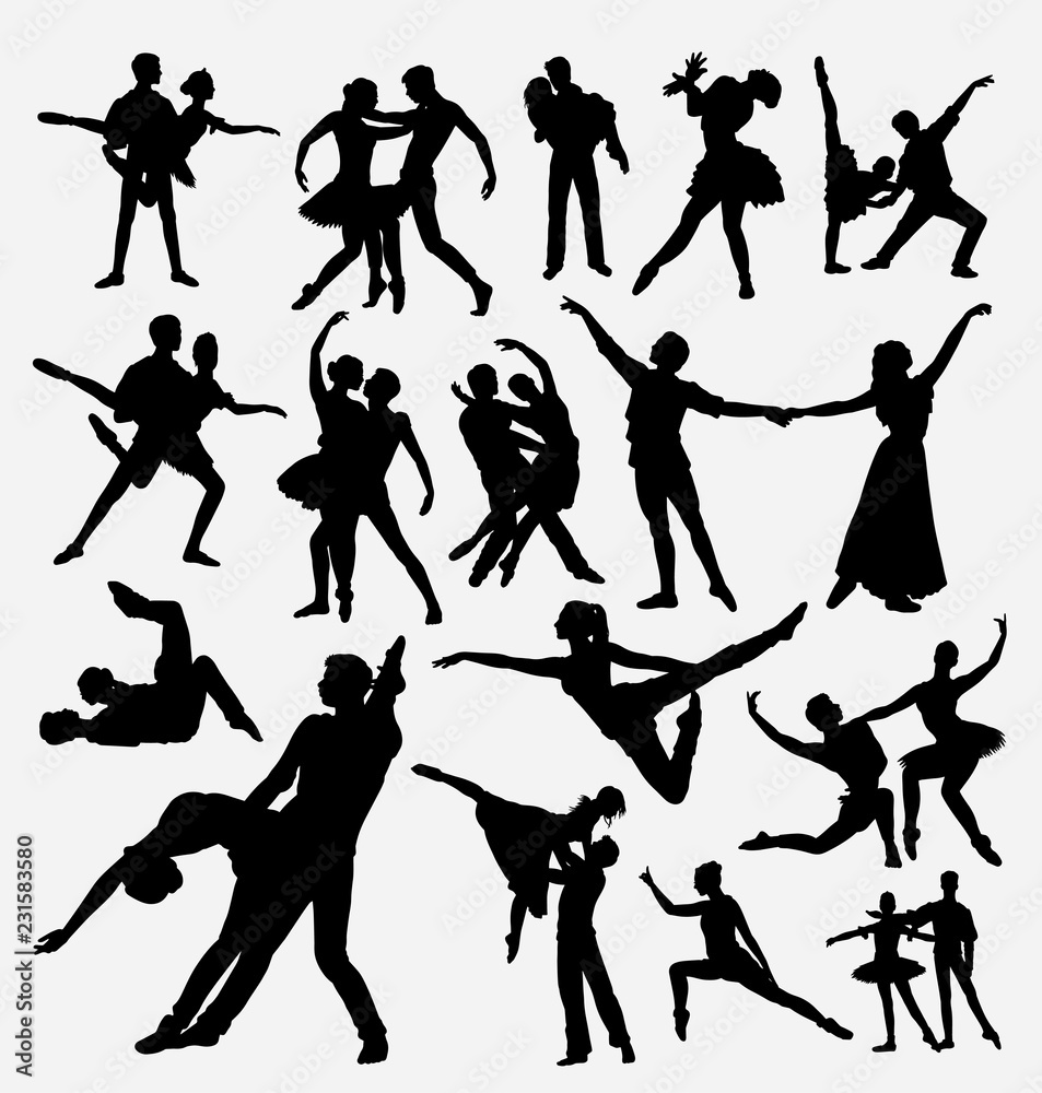 Ballerina dance competition silhouette for symbol, logo, web icon ...