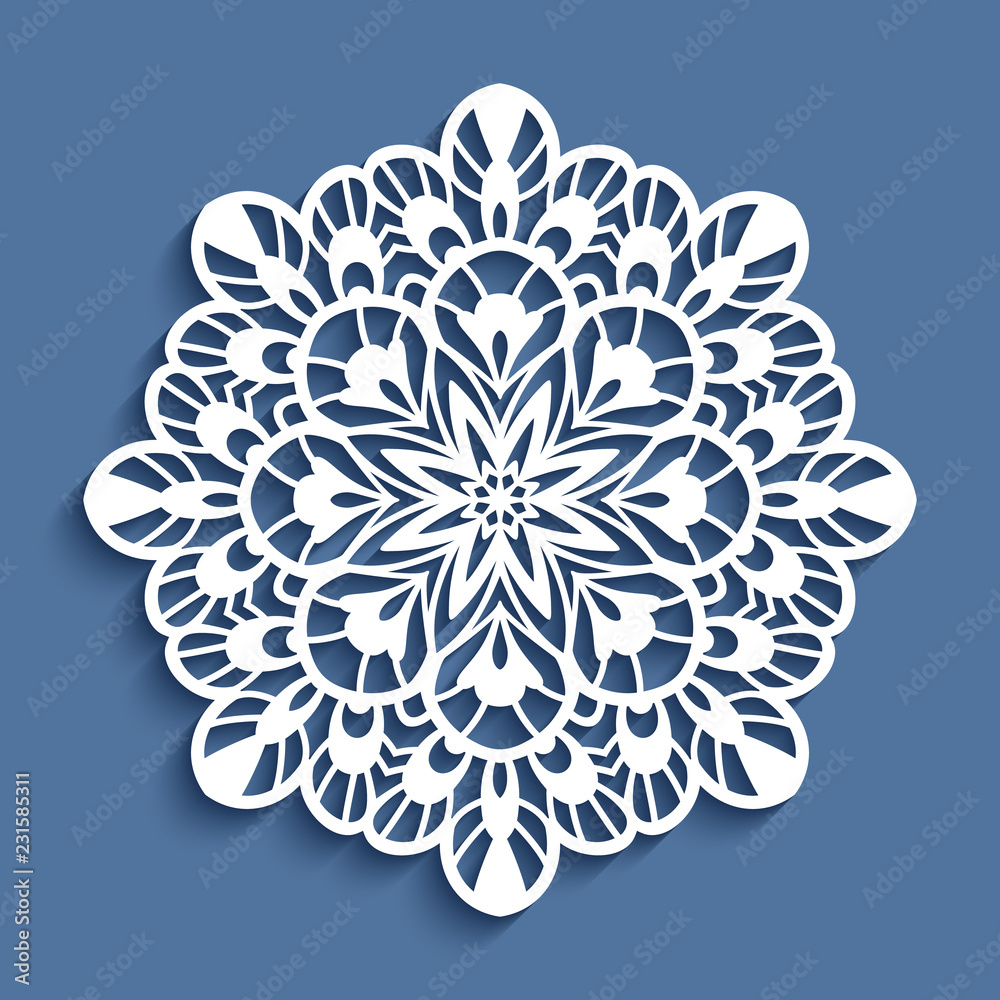 Round lace doily, cutout paper pattern, template for laser cutting ...