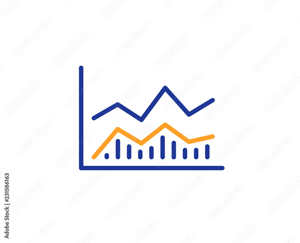 Line chart icon. Financial growth graph sign. Stock exchange symbol ...