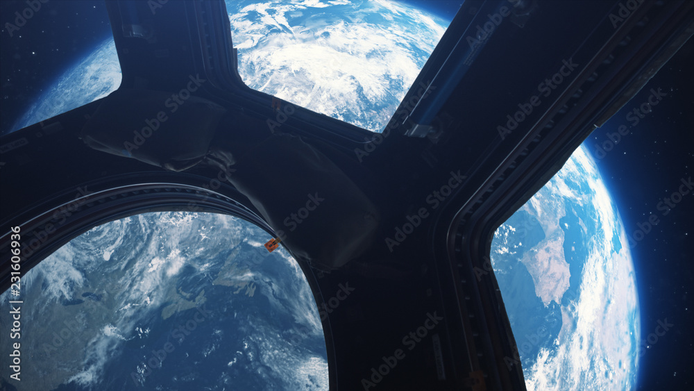 Earth view from space from the window of the international space ...