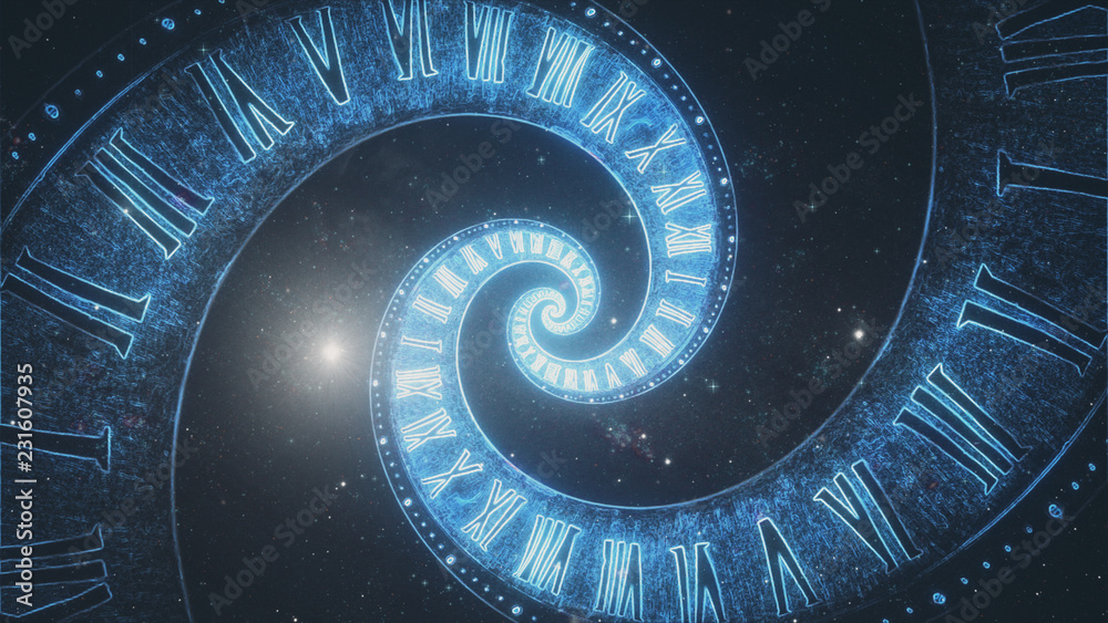 The composition of the space of time, the flight in space in a spiral ...