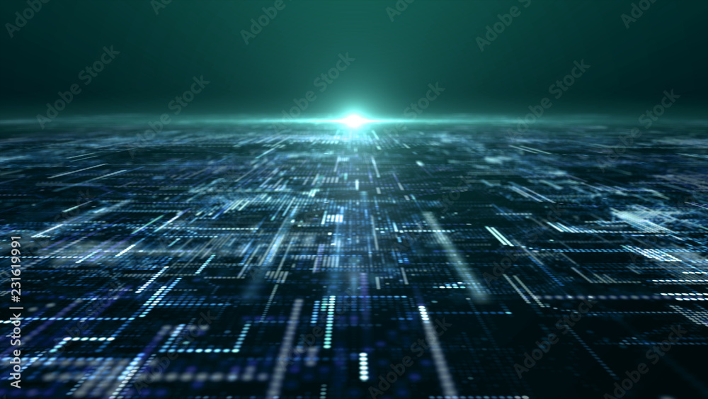 Futuristic digital matrix particles grid virtual reality abstract cyber ...