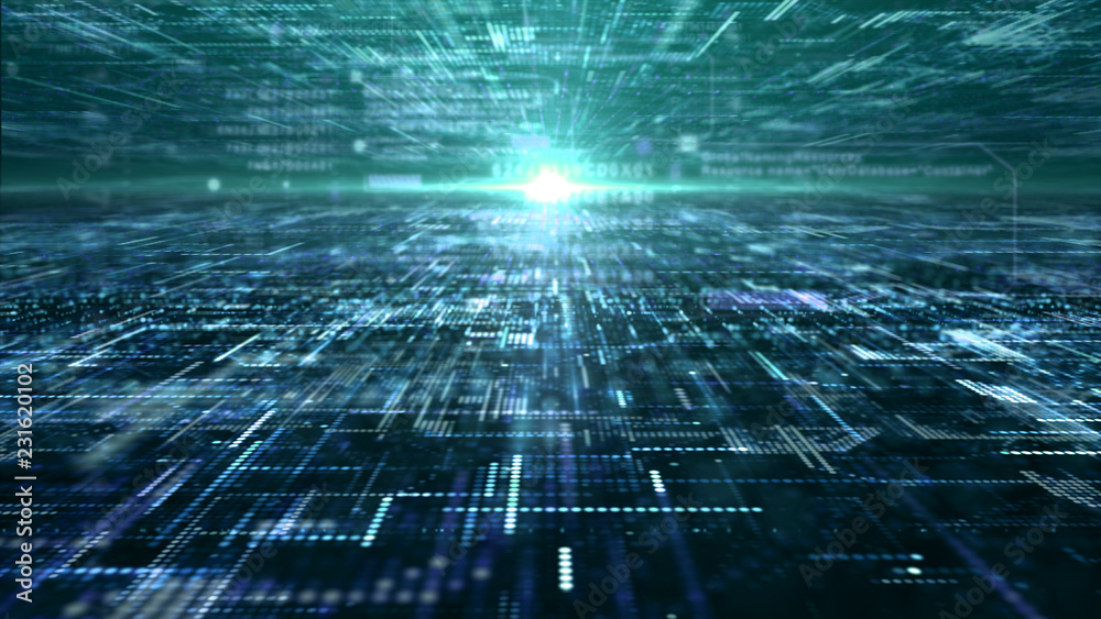 Futuristic digital matrix particles grid virtual reality abstract cyber ...