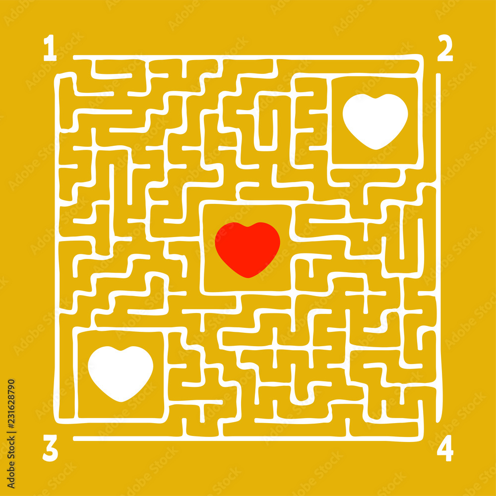 Abstract square maze. Game for kids. Puzzle for children. Four ...