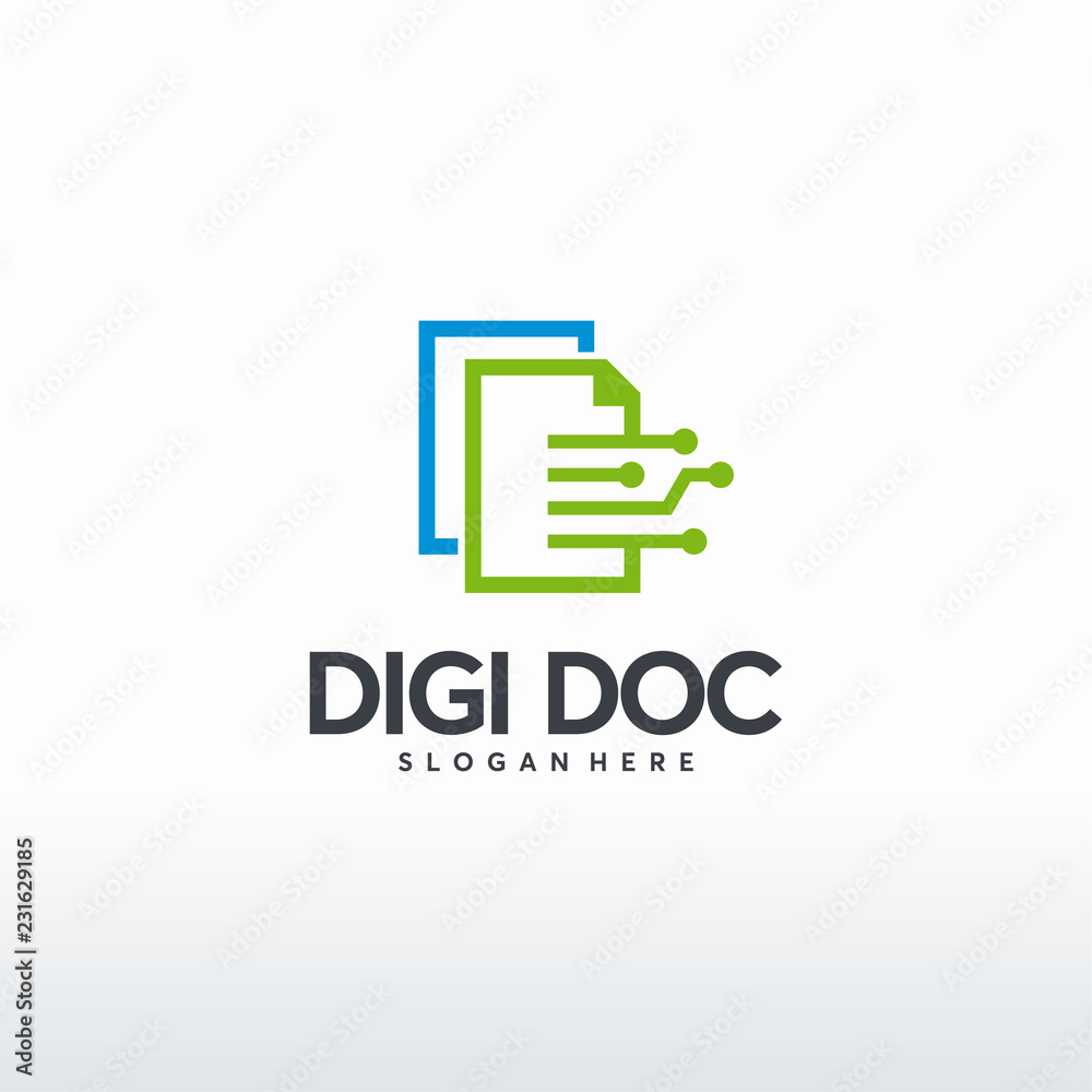 Digital Document logo designs concept vector, Pixel Document logo ...