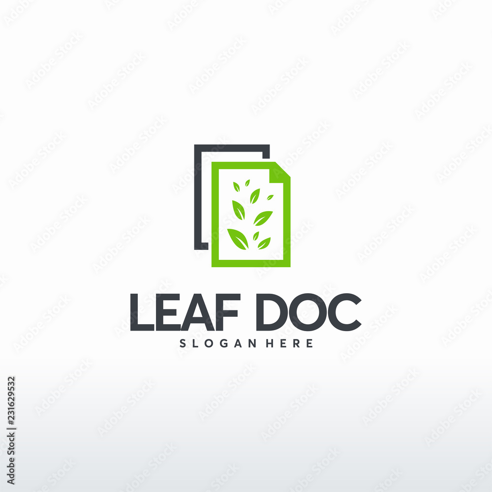 Leaf Document logo designs concept vector, Nature Data logo symbol ...