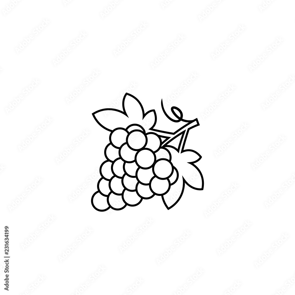 Vector outline grape logo design template. Concept design element and ...