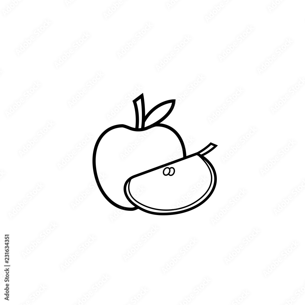 Black And White Cartoon Apple