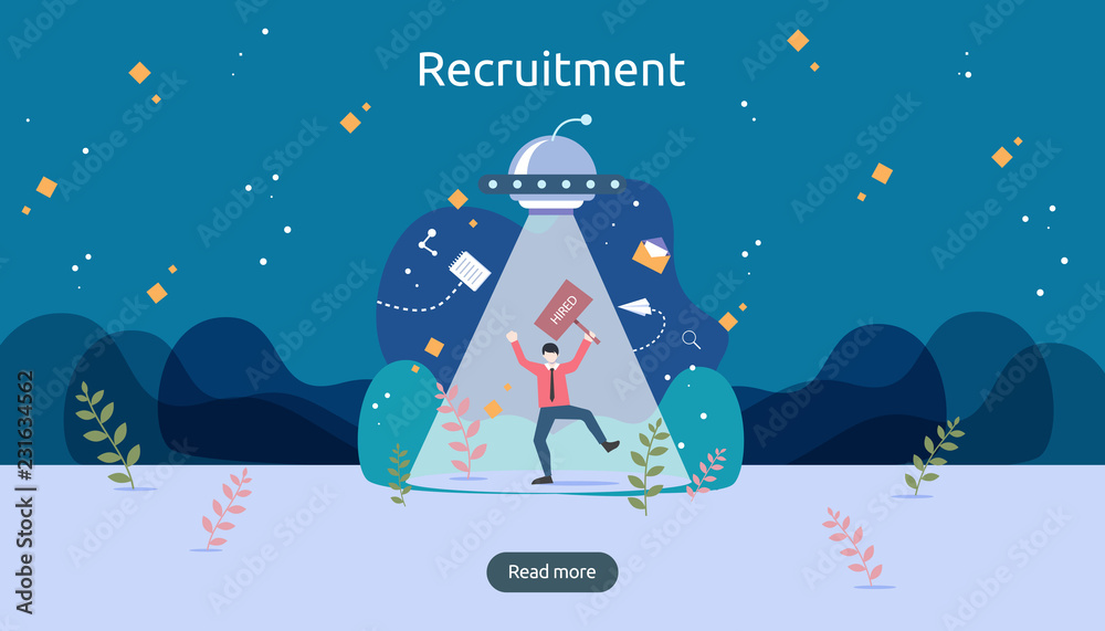 Job hiring and online recruitment concept with tiny people character ...