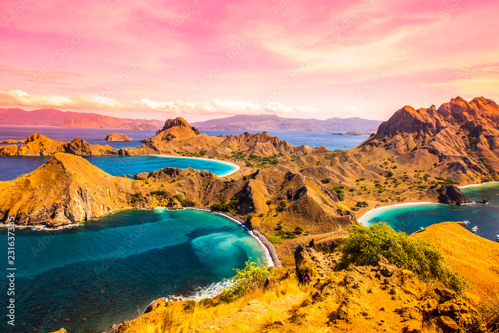 Top view of 'Padar Island' in a morning before sunrise, Komodo Island ...