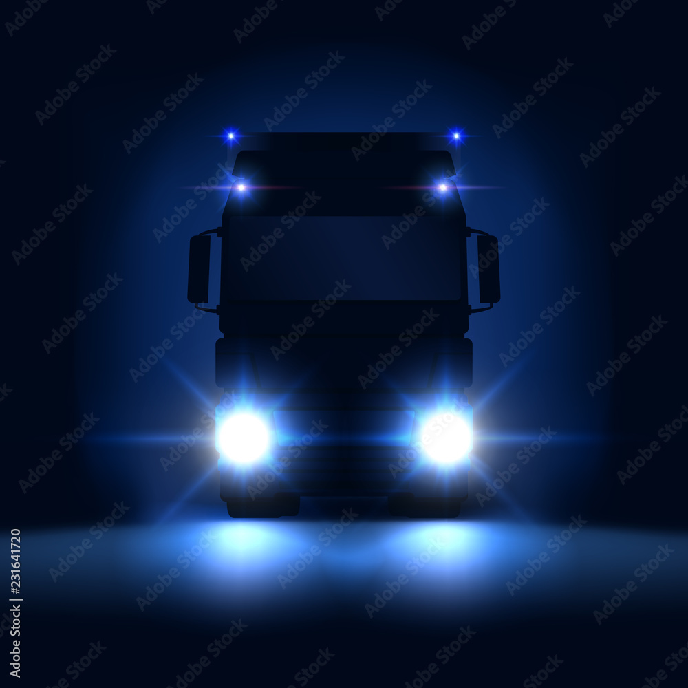 Truck Headlights At Night