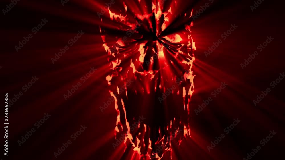 Red evil shabby head animation. Scary monster face for VJ loops. Spooky ...