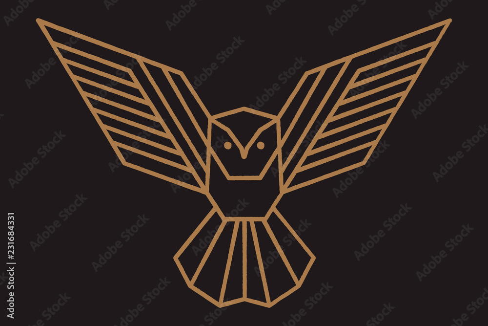 geometric owl logo or a sketch of the tattoo Stock Vector | Adobe Stock