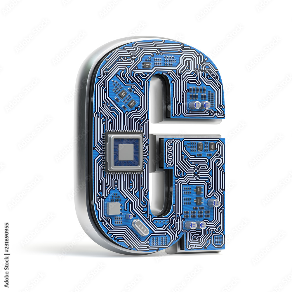 Letter G. Alphabet in circuit board style. Digital hi-tech letter ...