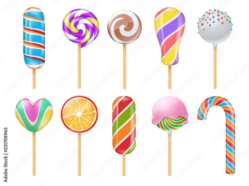 Rainbow Lollipops Vector