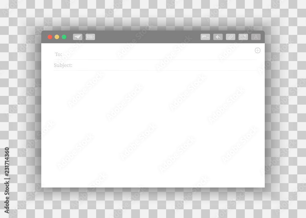 Blank window of E-mail, template vector illustration. E-mail blank ...