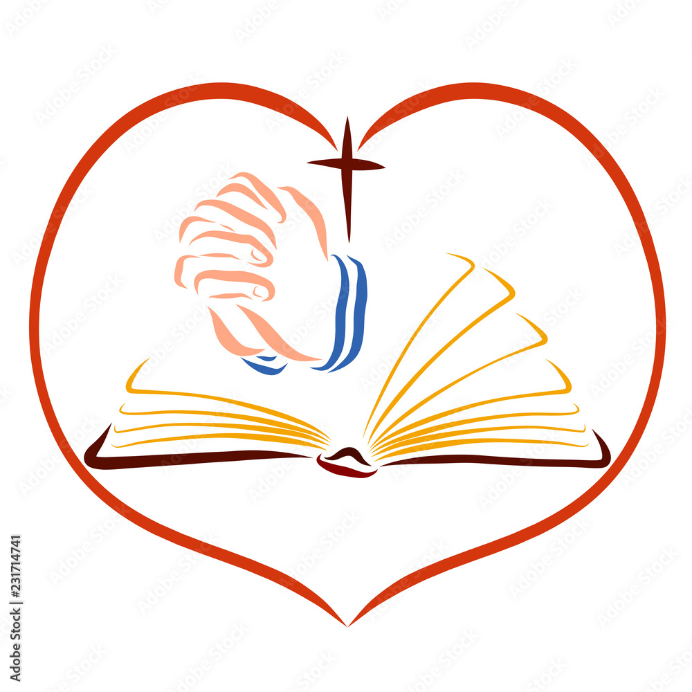 Praying Hands With Cross And Bible