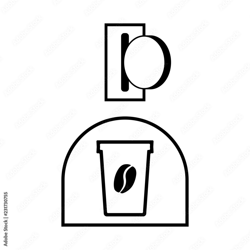 Coffee vending machine icon. Slot with coin and coffee cup. Vector ...