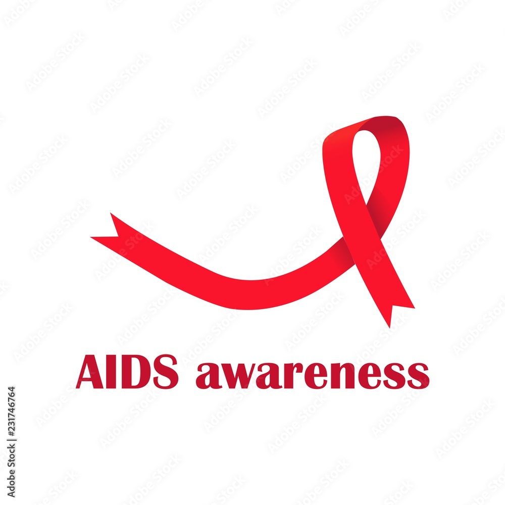 AIDS awareness symbol. Realistic red ribbon. Vector illustration. Stock ...