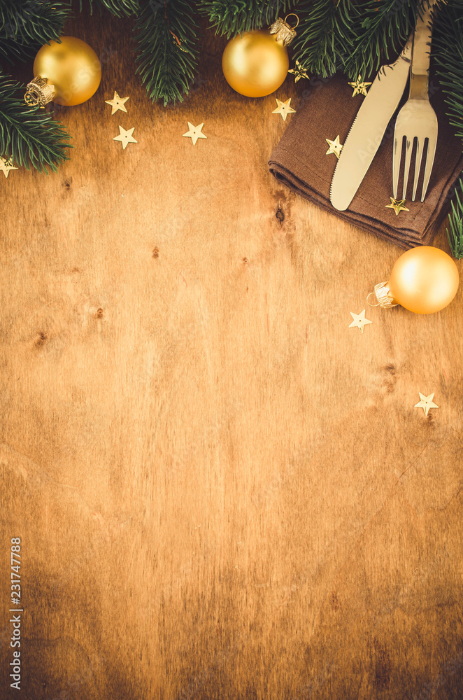 Background for Writing the Christmas Menu. Winter Table Setting. Stock ...